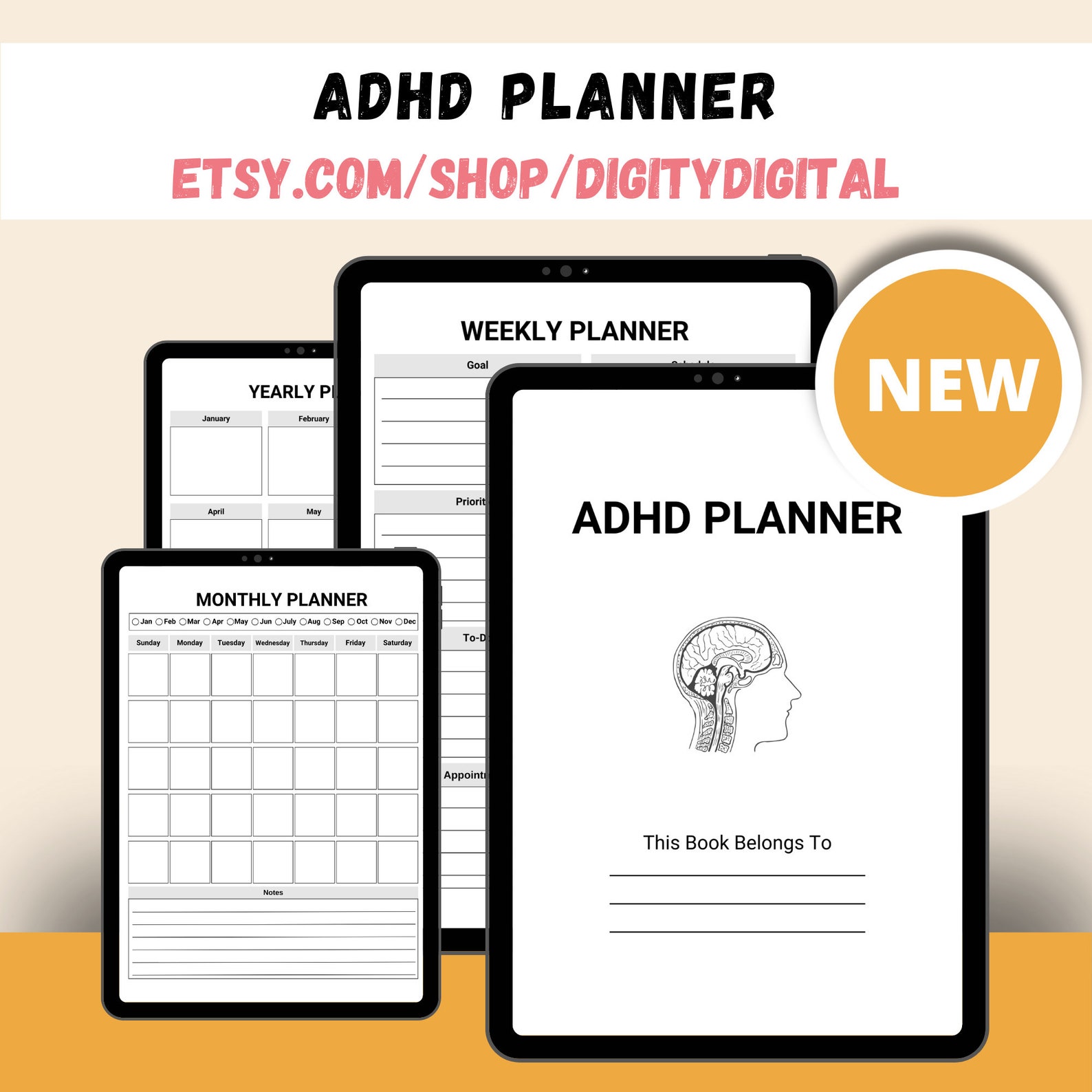 ADHD Planner Printable ADHD Template Journal Gift for Adults & Teens ...