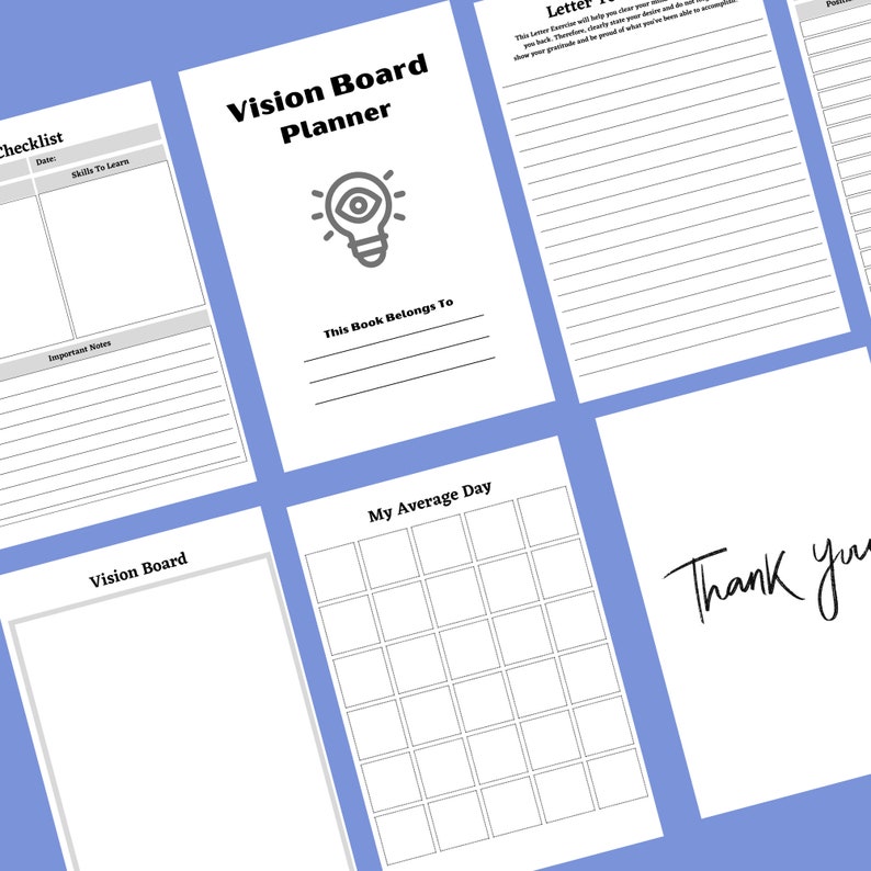 Vision Board Template Vision Planning Bundle Journal Goal Setting ...