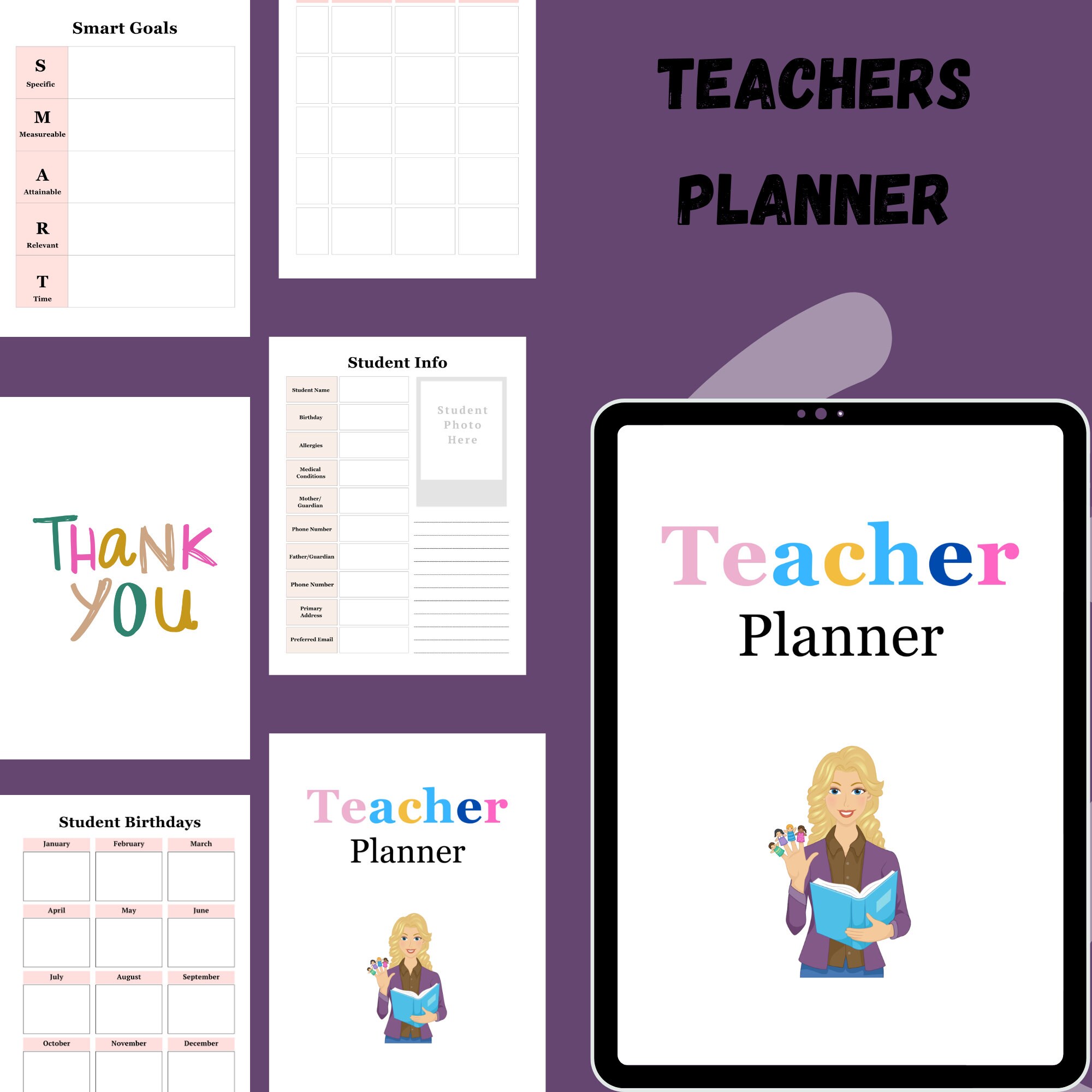 Teachers Planner Printable Teaching Journal Gift for School Teachers ...
