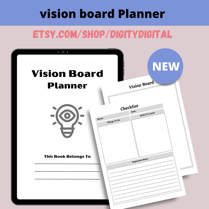 Vision Board Template Vision Planning Bundle Journal Goal Setting ...