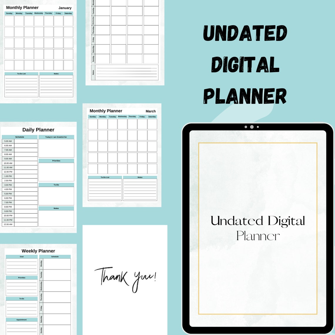 Undated Planner Printable Daily Weekly Monthly Checklist Undated ...