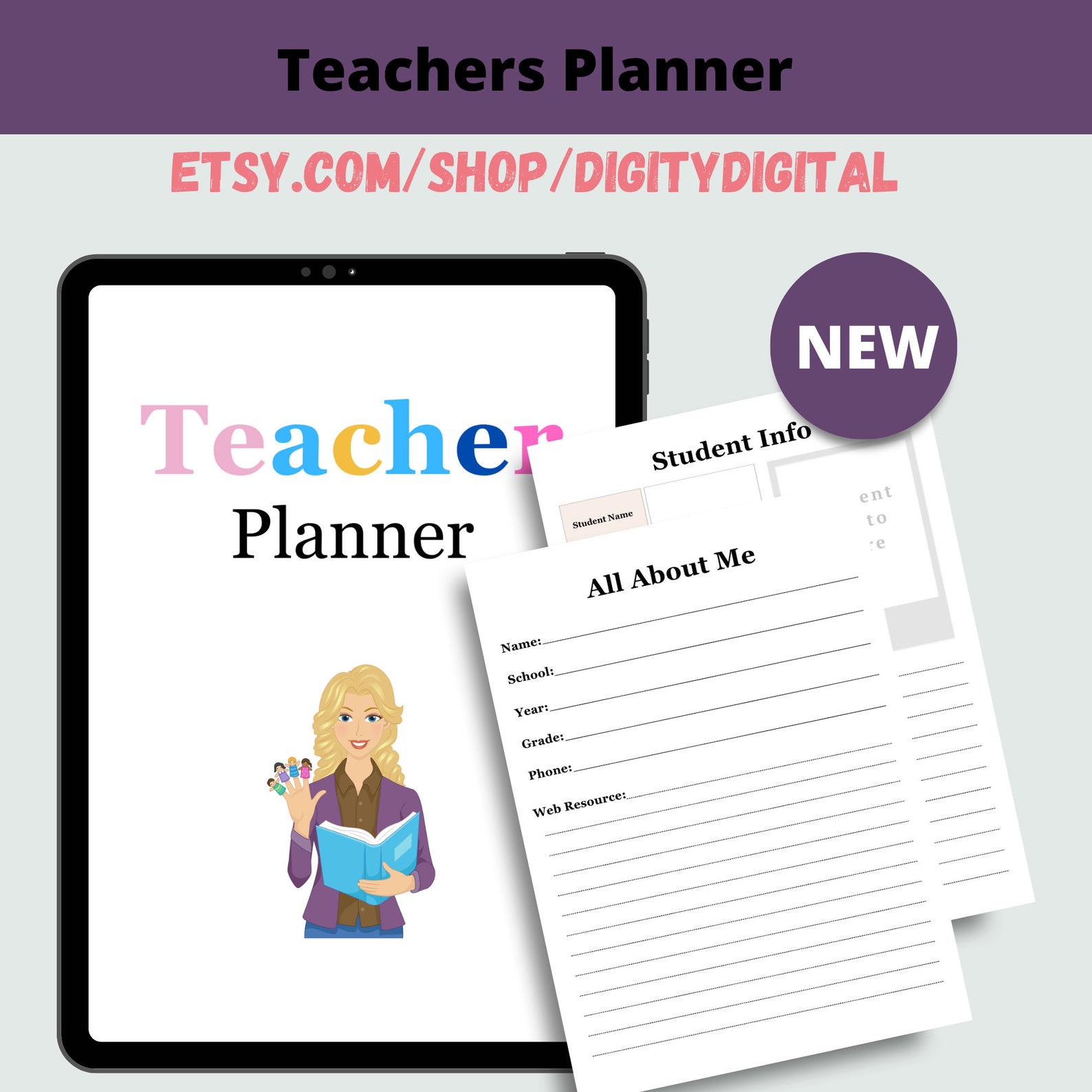 Teachers Planner Printable Teaching Journal Gift for School Teachers ...