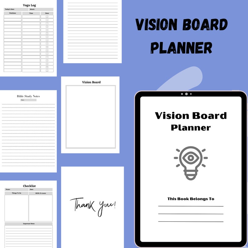 Vision Board Template Vision Planning Bundle Journal Goal Setting ...