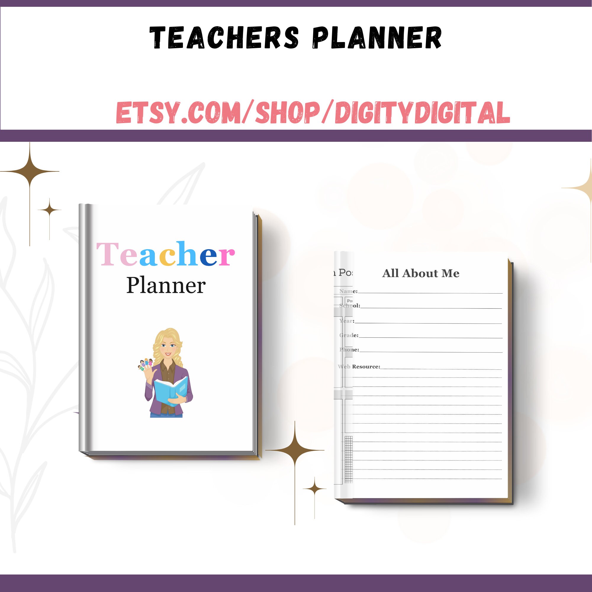 Teachers Planner Printable Teaching Journal Gift for School Teachers ...
