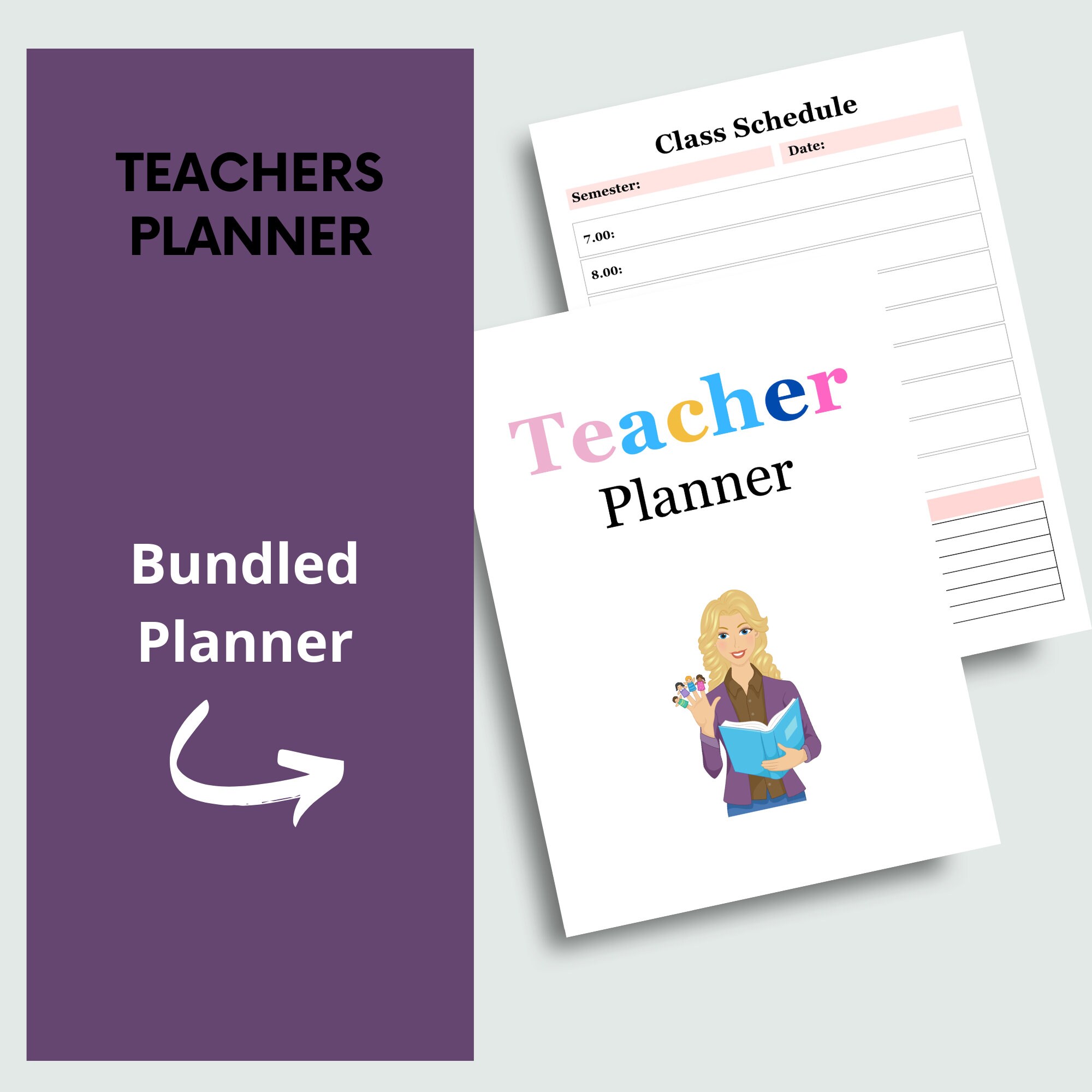 Teachers Planner Printable Teaching Journal Gift for School Teachers ...