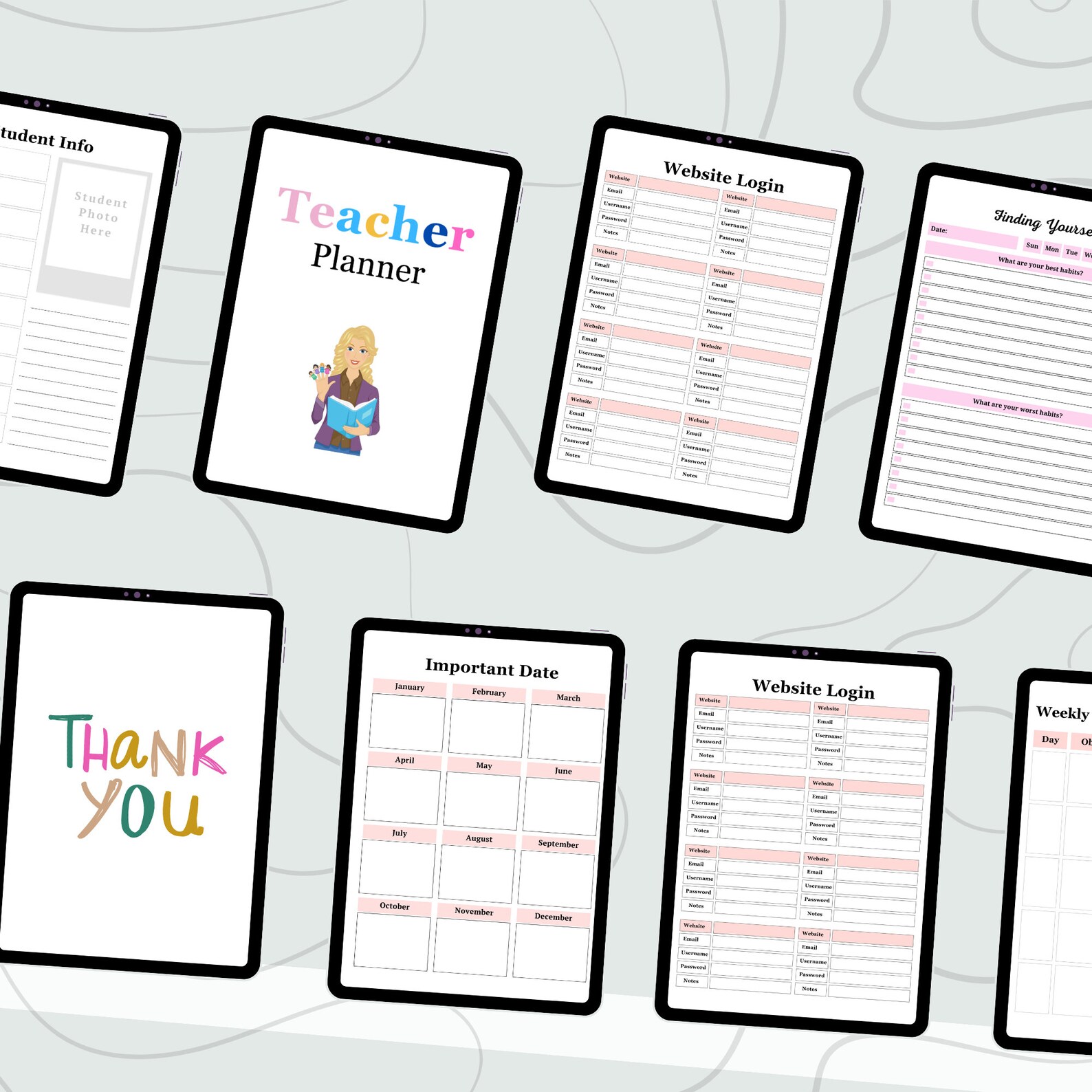 Teachers Planner Printable Teaching Journal Gift for School Teachers ...