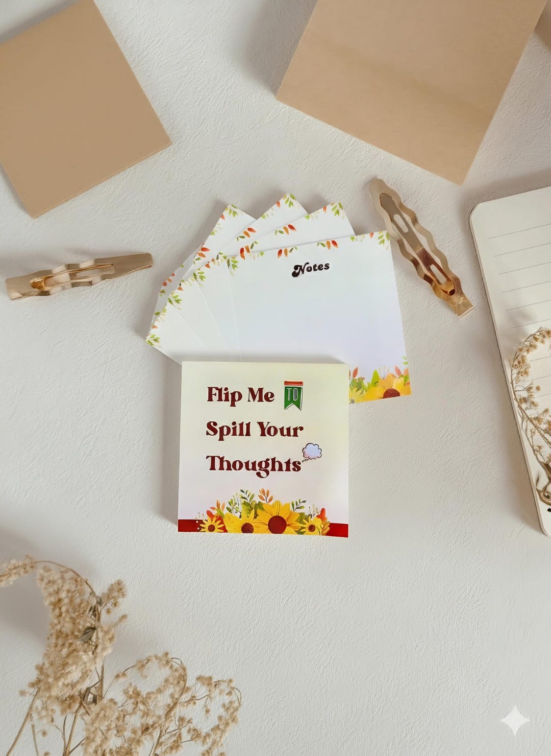 Sunflower Sticky Notes | Vibrant Floral Memo Pad | Adhesive Daily ...