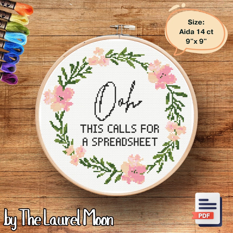 Funny Cross Stitch Pattern PDF- 'ooh This Calls for A Spreadsheet ...