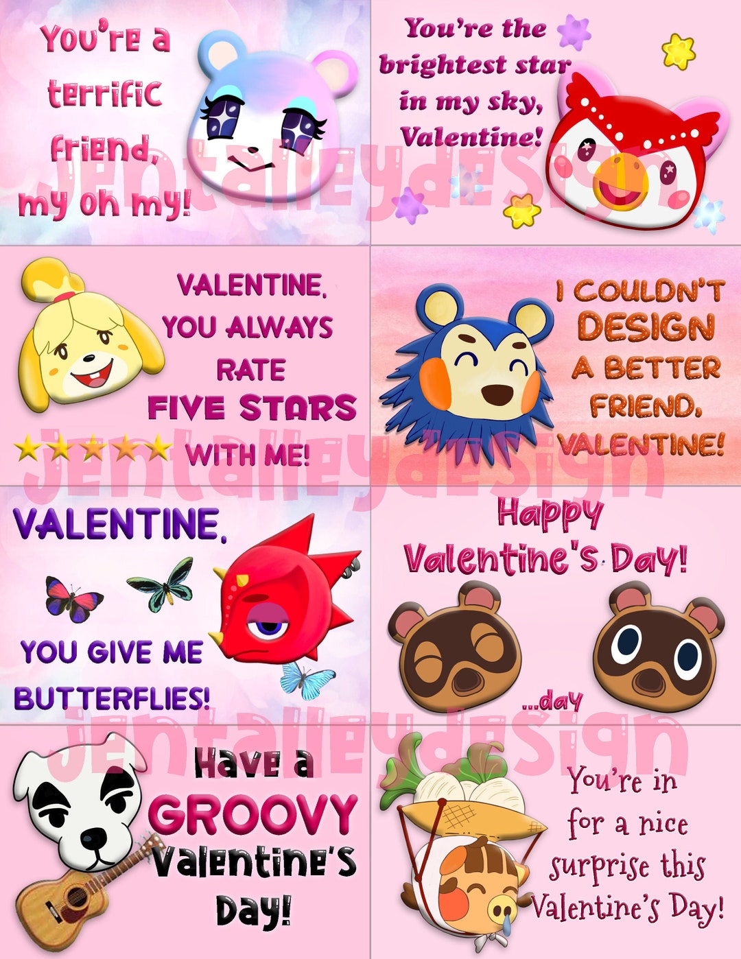 ACNH Animal Crossing Printable Digital Download Valentine Cards - Etsy