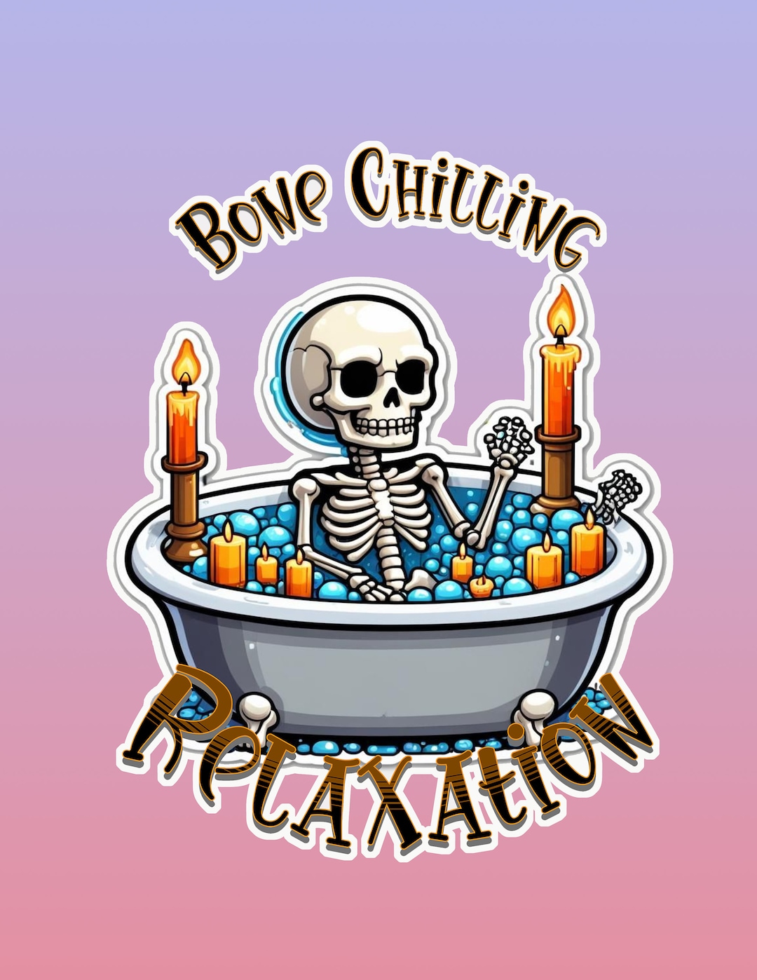 Pixel Skeleton Bubble Bath Sticker - Bone Chillin Relaxation | Fun ...