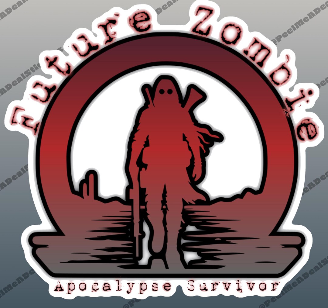 Zombie Apocalypse Survivor Sticker: Shadowy Post-apocalyptic Figure ...