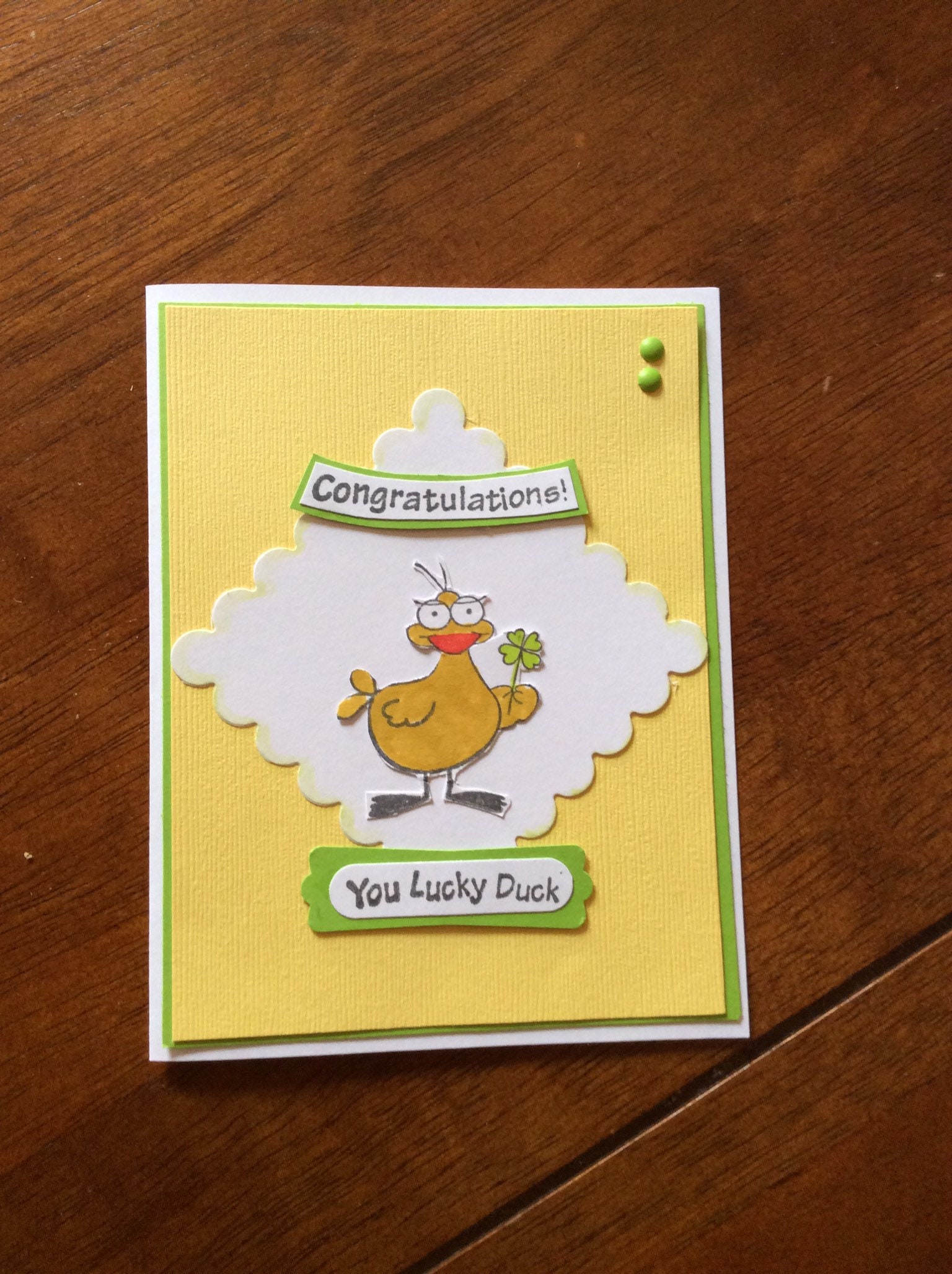 Greeting Cards Handmade Congratulations You Lucky Duck With - Etsy