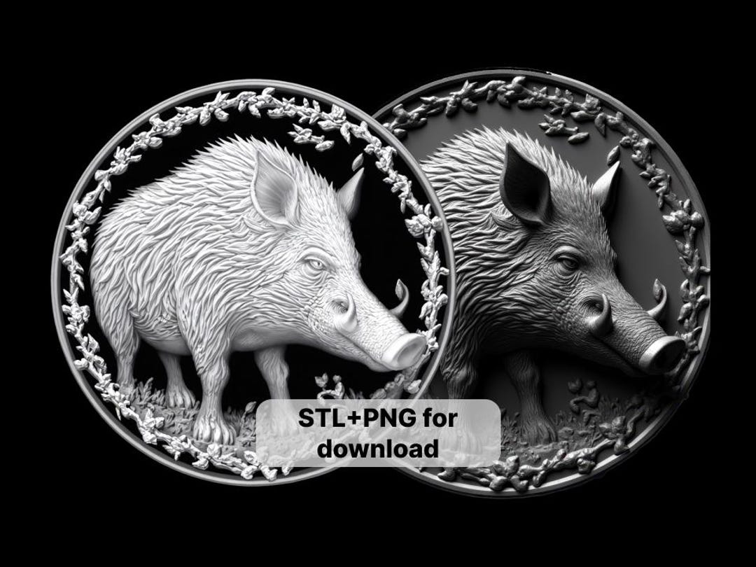 Wild Boar Celtic Coin Merc STL+PNG 3D Embossing Files, Fiber Laser ...