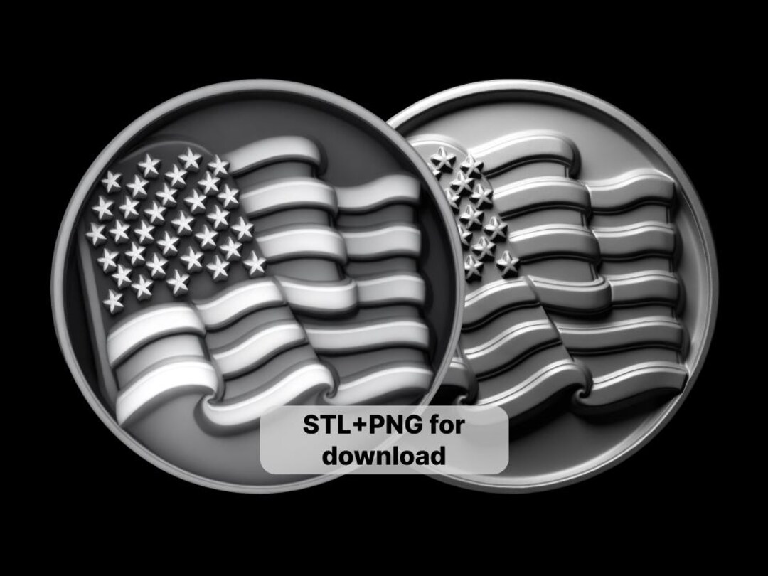 American Flag Military Coin Merc STL+PNG 3D Embossing Files, Fiber ...