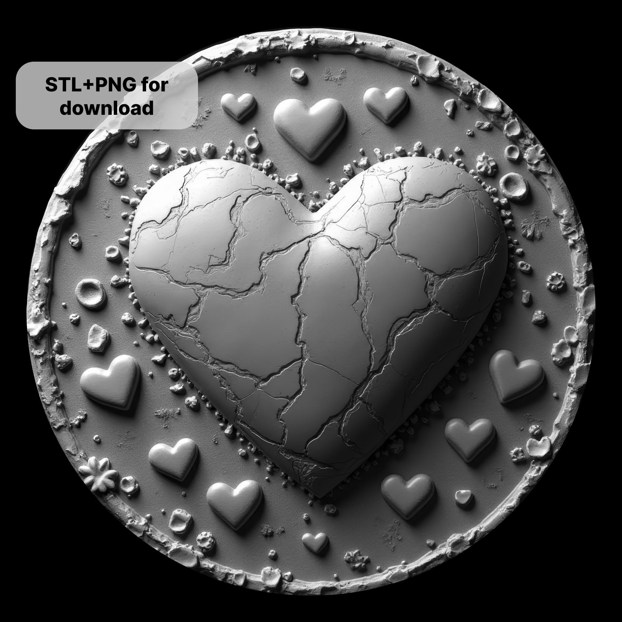 Heart Coin, Coin Depth Map | Heigh Map | 3D Laser Engrave | Xtool ...