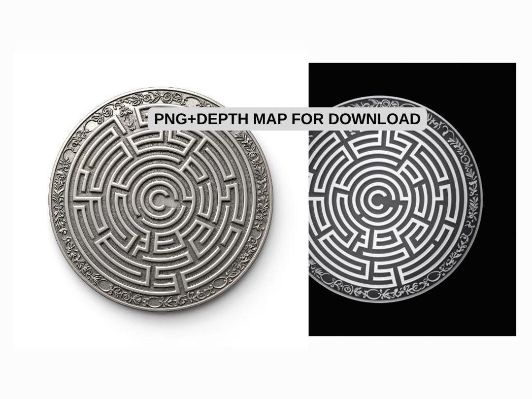 Intricate Circular Labyrinth Design – High-resolution PNG + Depth Map ...