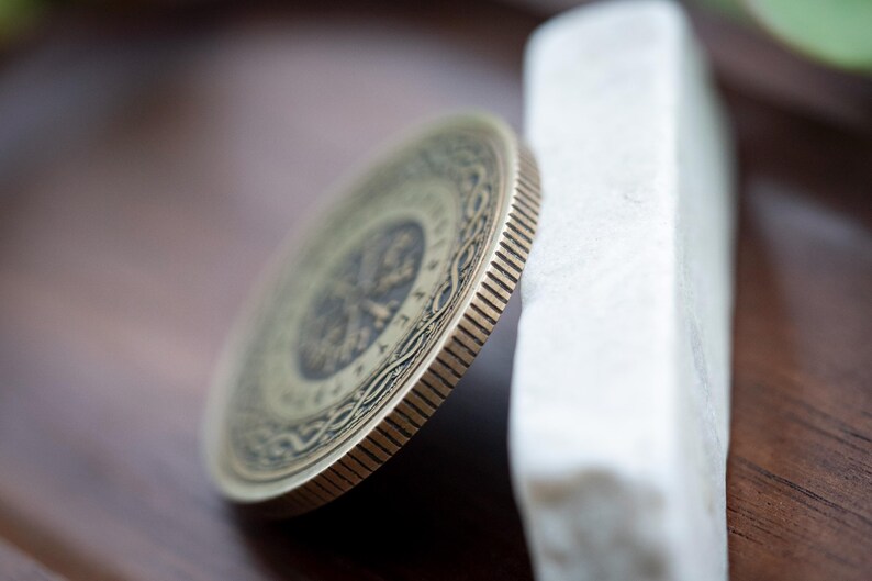 Vegvisir Viking Compass EDC Worry Coin – Brass Runic Haptic Fidget ...