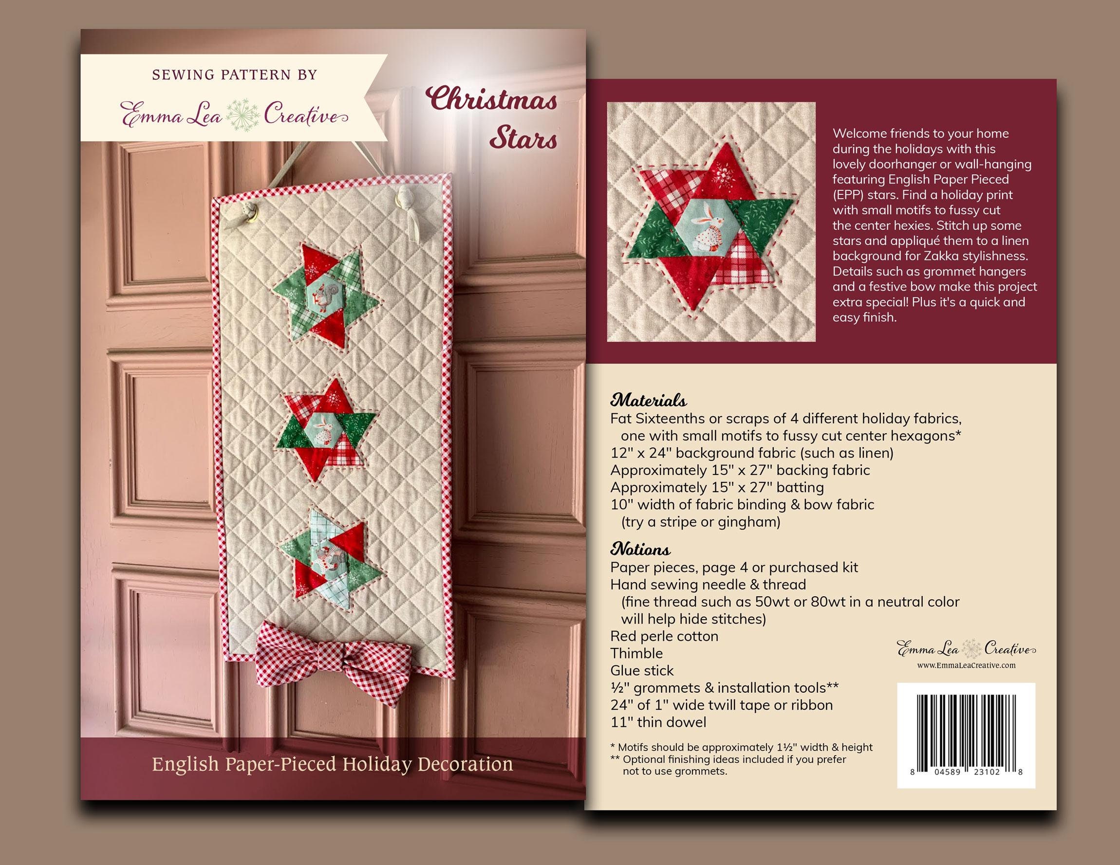 EPP Christmas Stars Wall-hanging or Door Hanger - English Paper Piecing ...