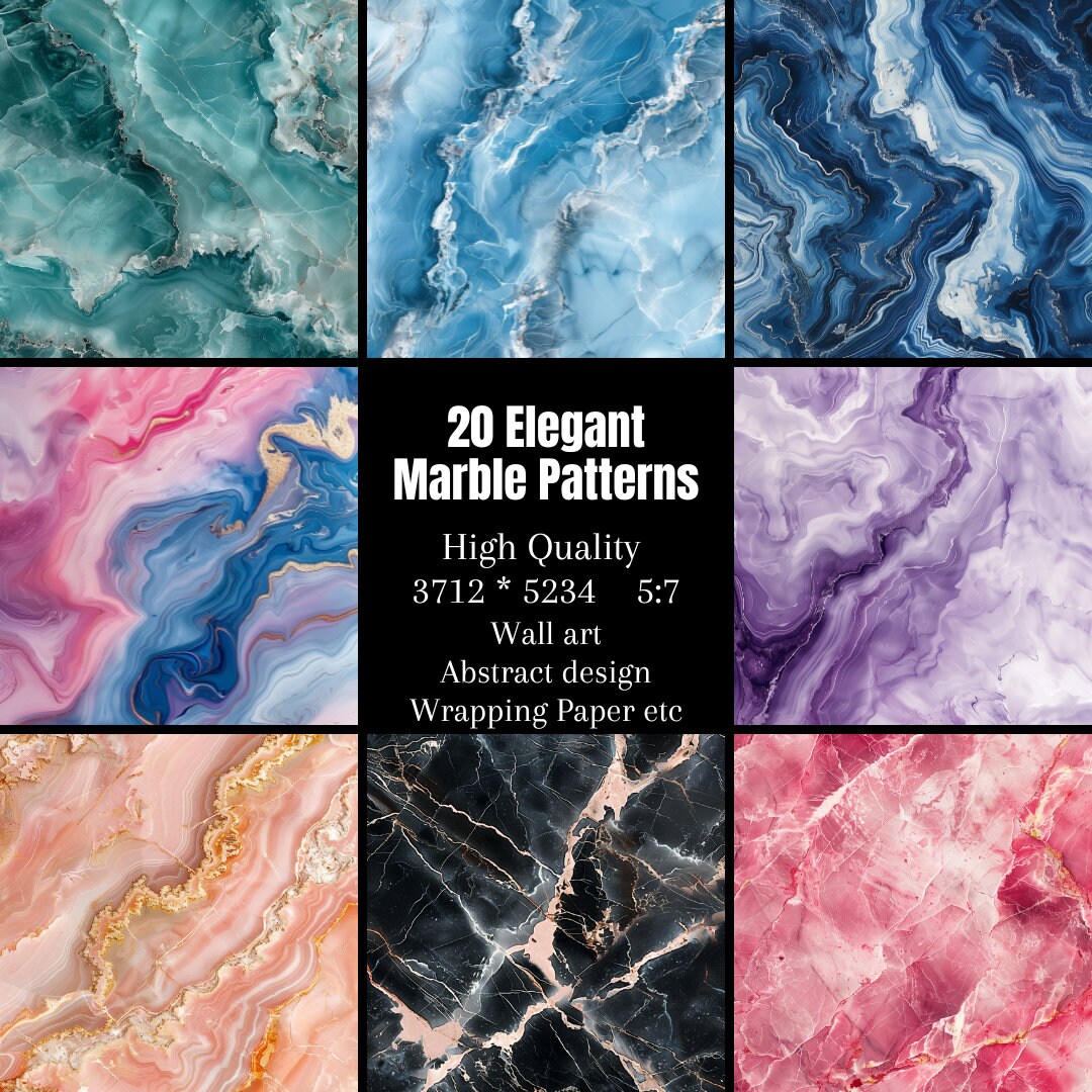 20 Elegant Marble Patterns, Wall Art, Wrapping Pater Design, Pastel ...
