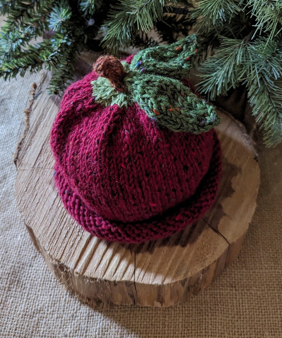 Red Apple Hat Hand-knit Irish Tweed 0-3 Mos-adult - Etsy
