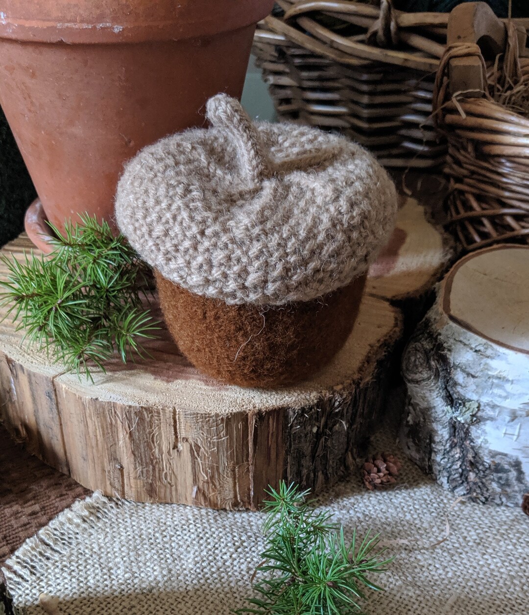 Acorn Jar With Removable Lid -original - Brown Nut - Felted Wool - Etsy