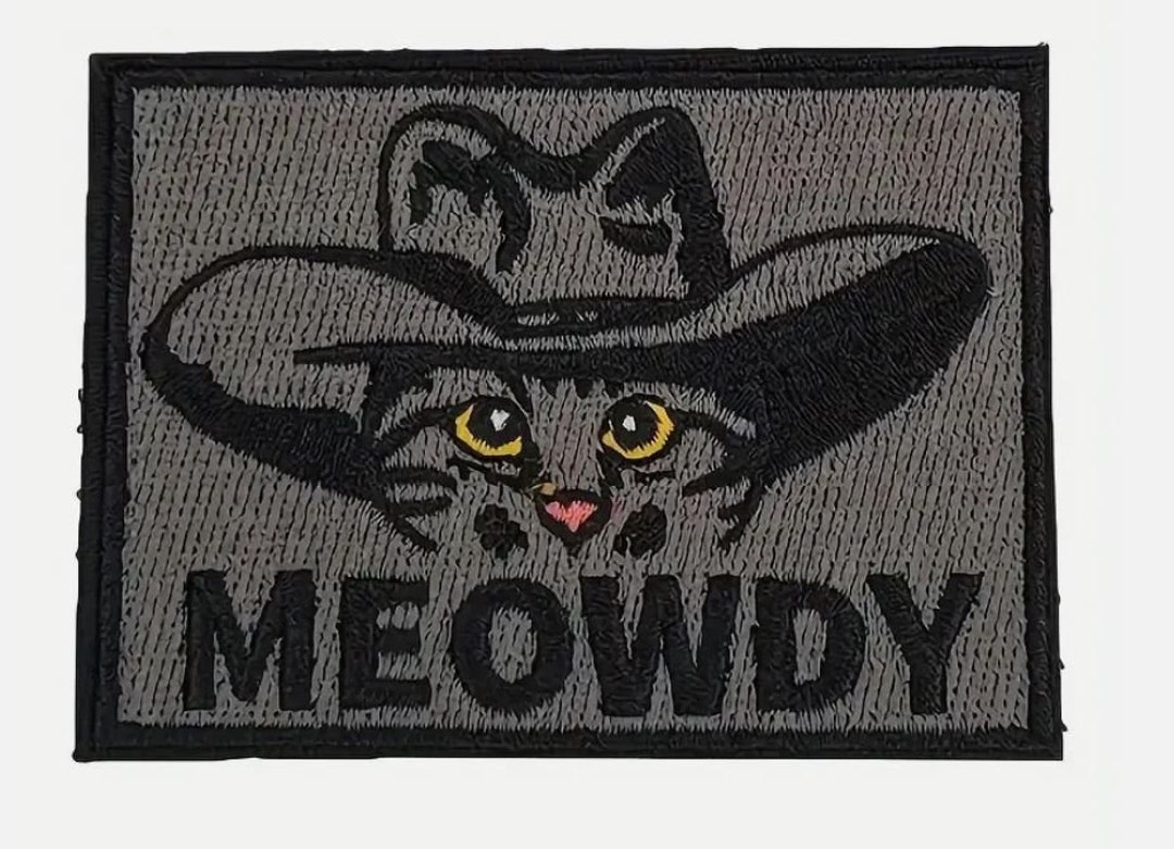 Meowdy Embroidered Patch Cute Animal Morale Tactical Hook and Loop for ...