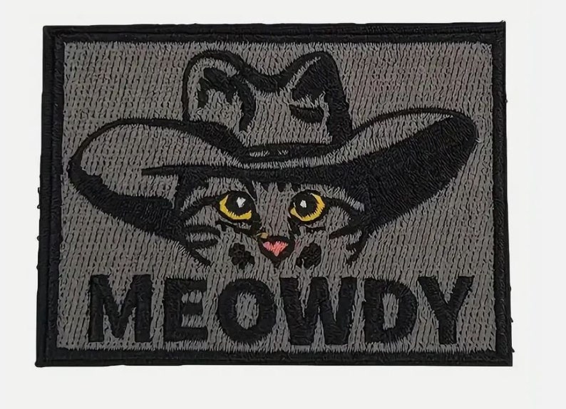 Meowdy Embroidered Patch Cute Animal Morale Tactical Hook and Loop for ...