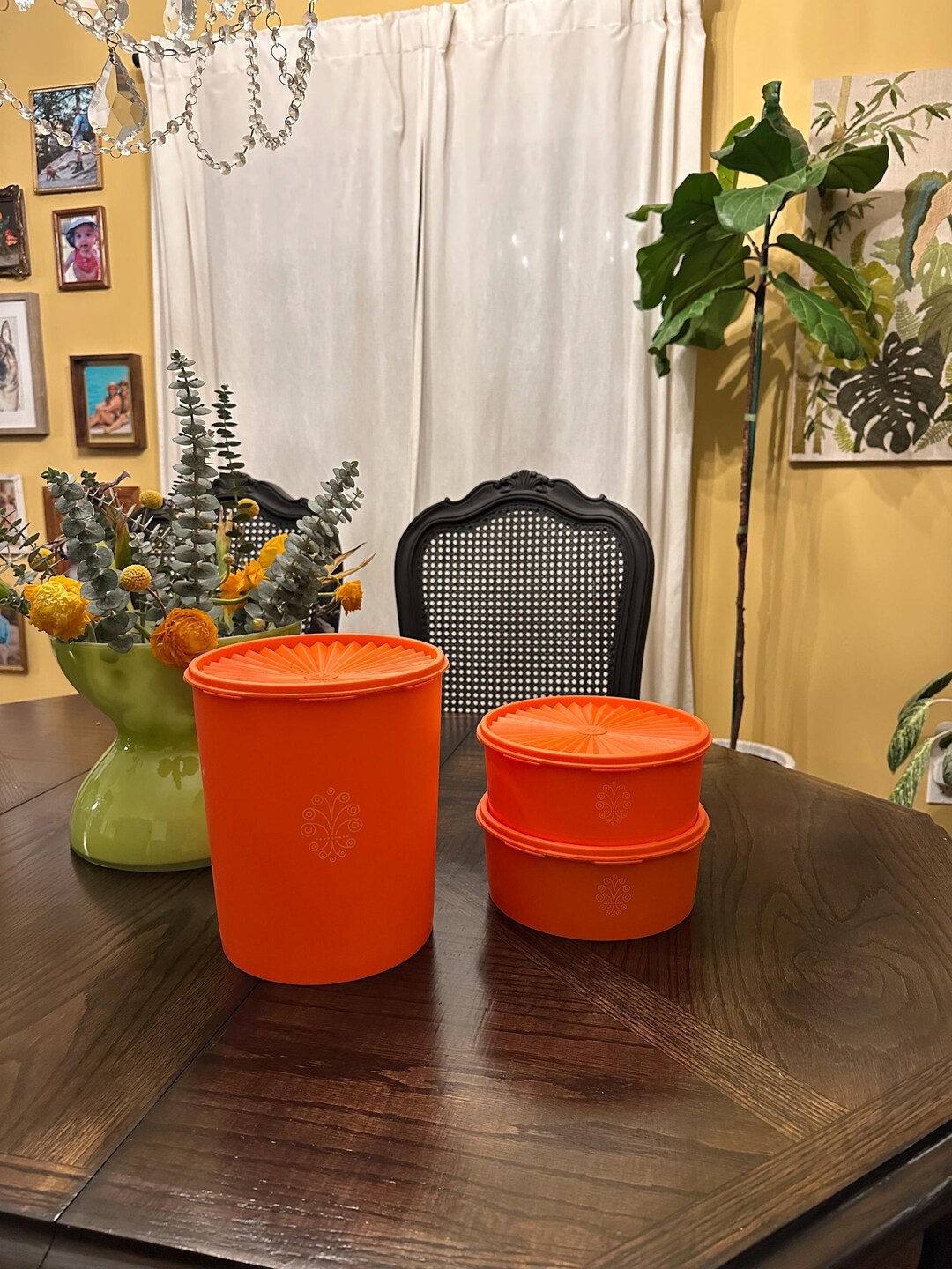Set of Two Vintage Orange Tupperware Canisters - Etsy