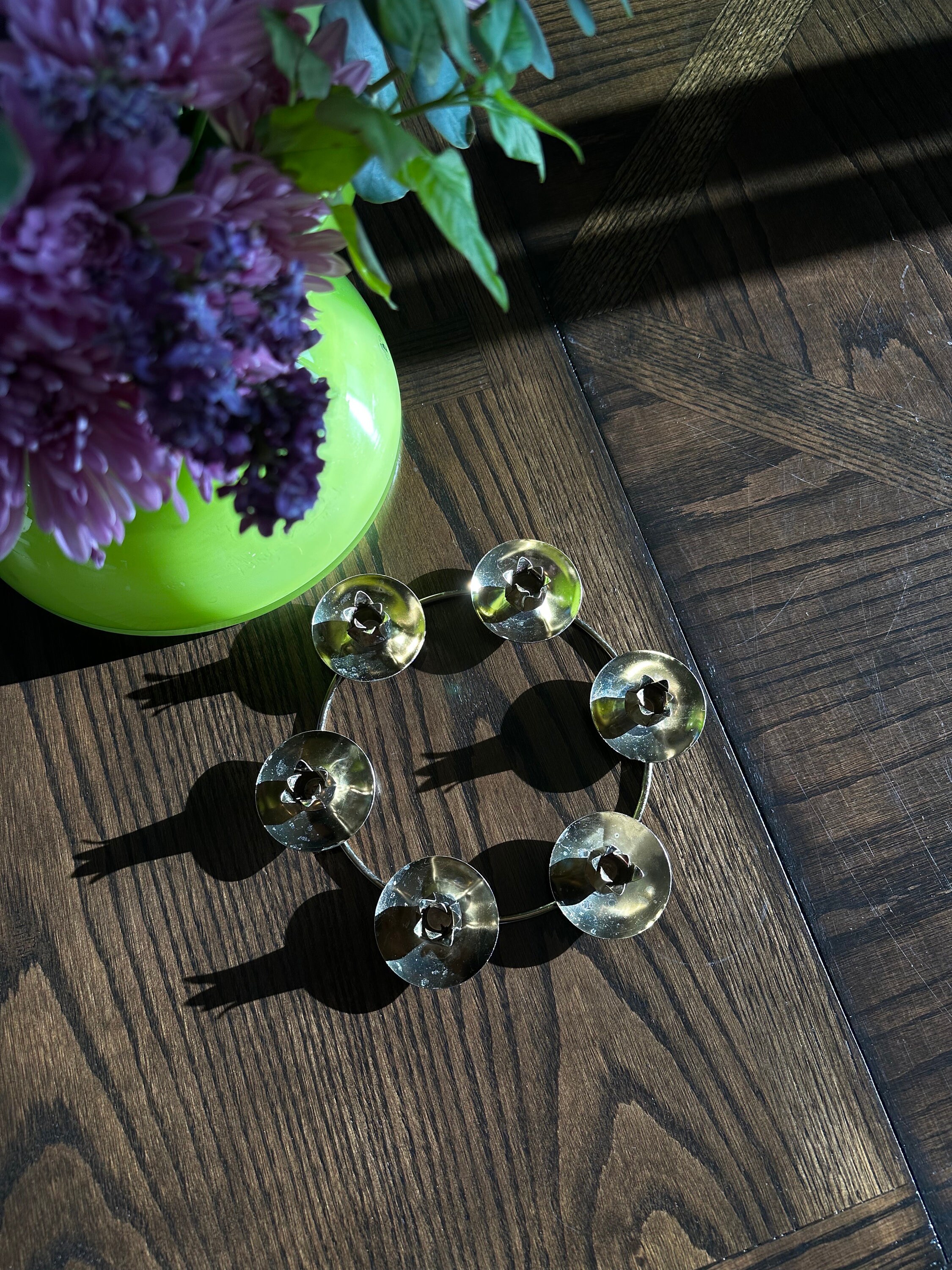 Vintage Brass Round Floral Candle Ring - Etsy