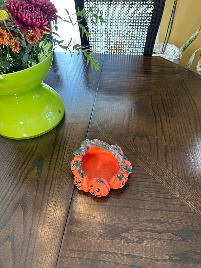 Vintage Ceramic Pumpkin Candy Dish With Handle - Etsy