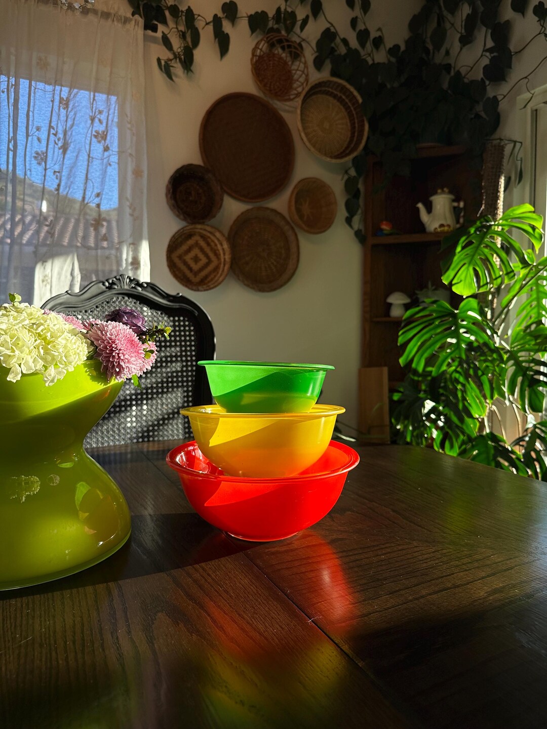 Set of Three 1980s Pyrex Primary Clear Bottom Mixing Bowls - Etsy