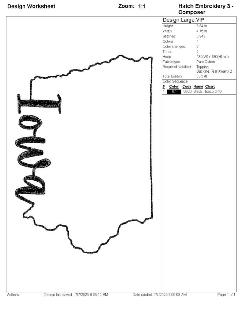 State Name | Iowa Outline | Machine Embroidery File Download | Script ...
