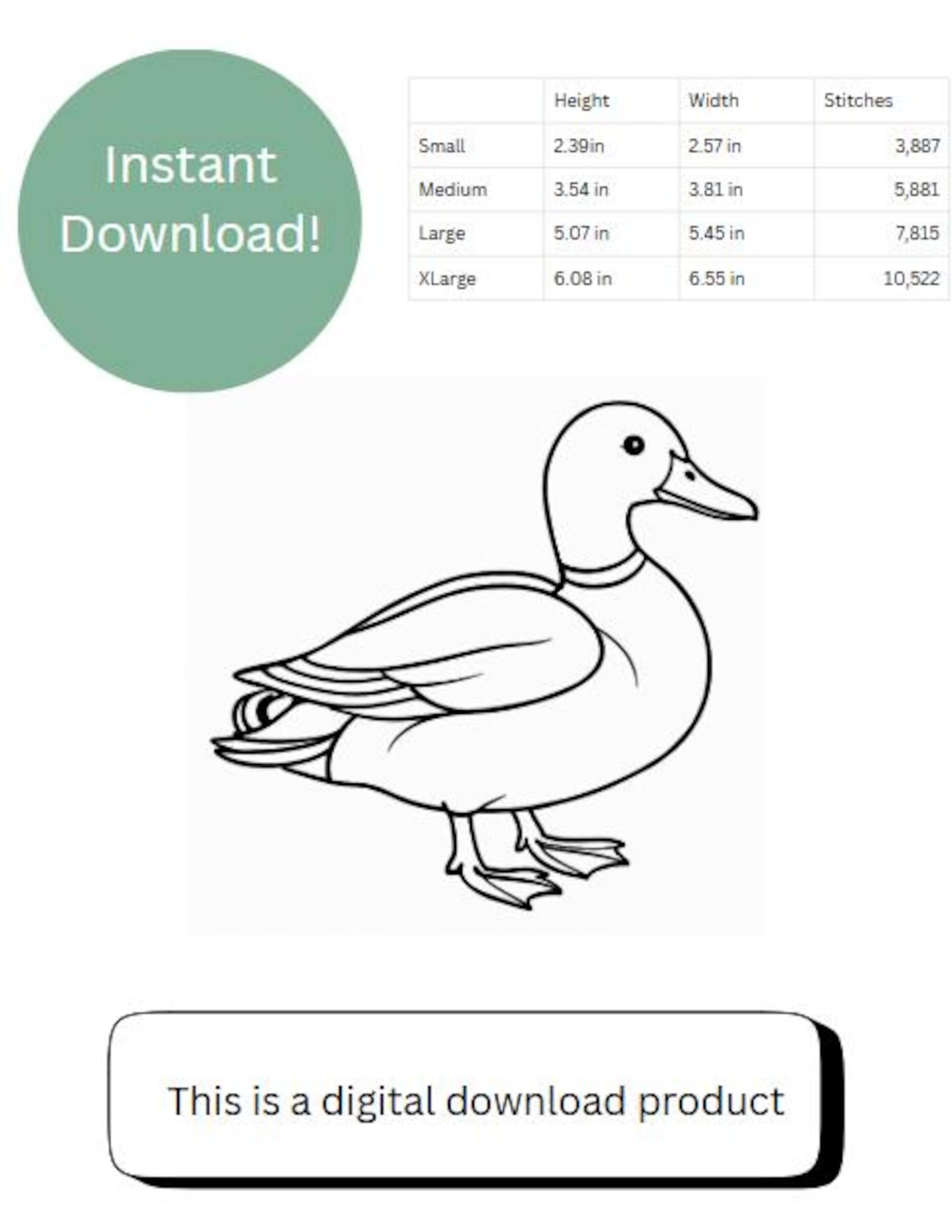 Duck Outline | Machine Embroidery File Download | Mallard - Etsy