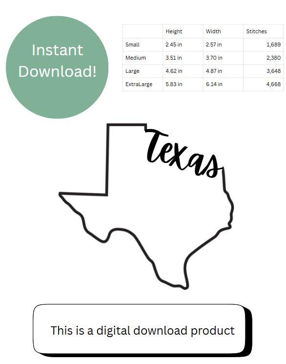 State Name | Texas Outline | Machine Embroidery File Download | Script ...