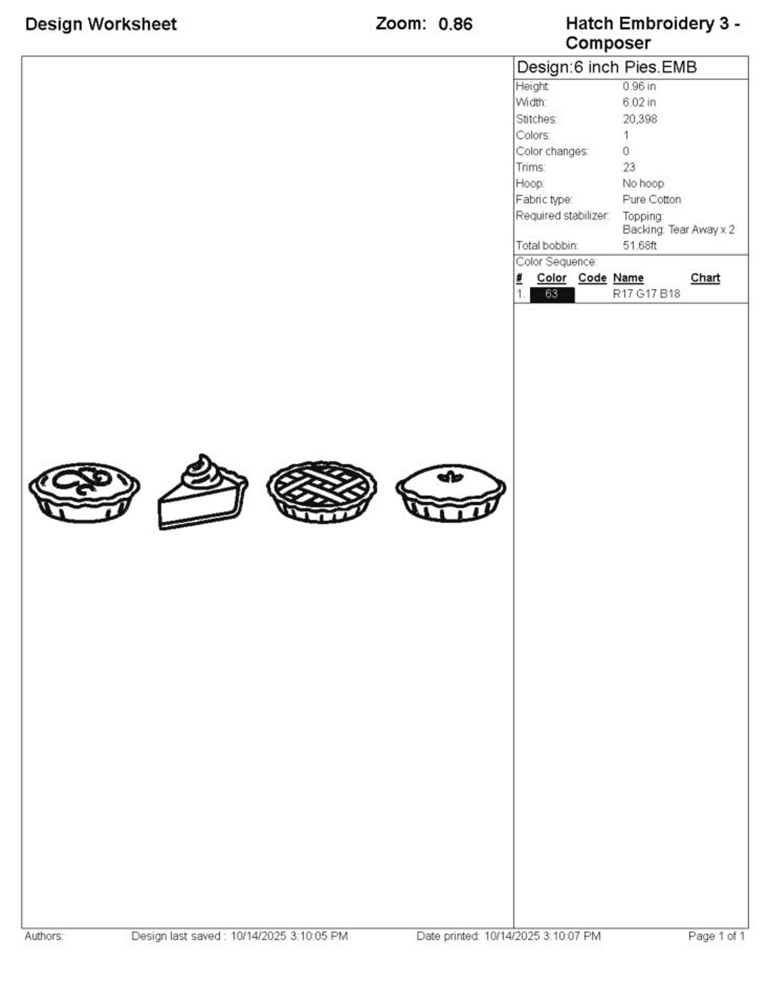 Pie Outline Embroidery Design | Thanksgiving Pies | Machine Embroidery ...