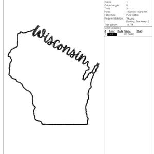 State Name | Wisconsin Outline | Machine Embroidery File Download ...