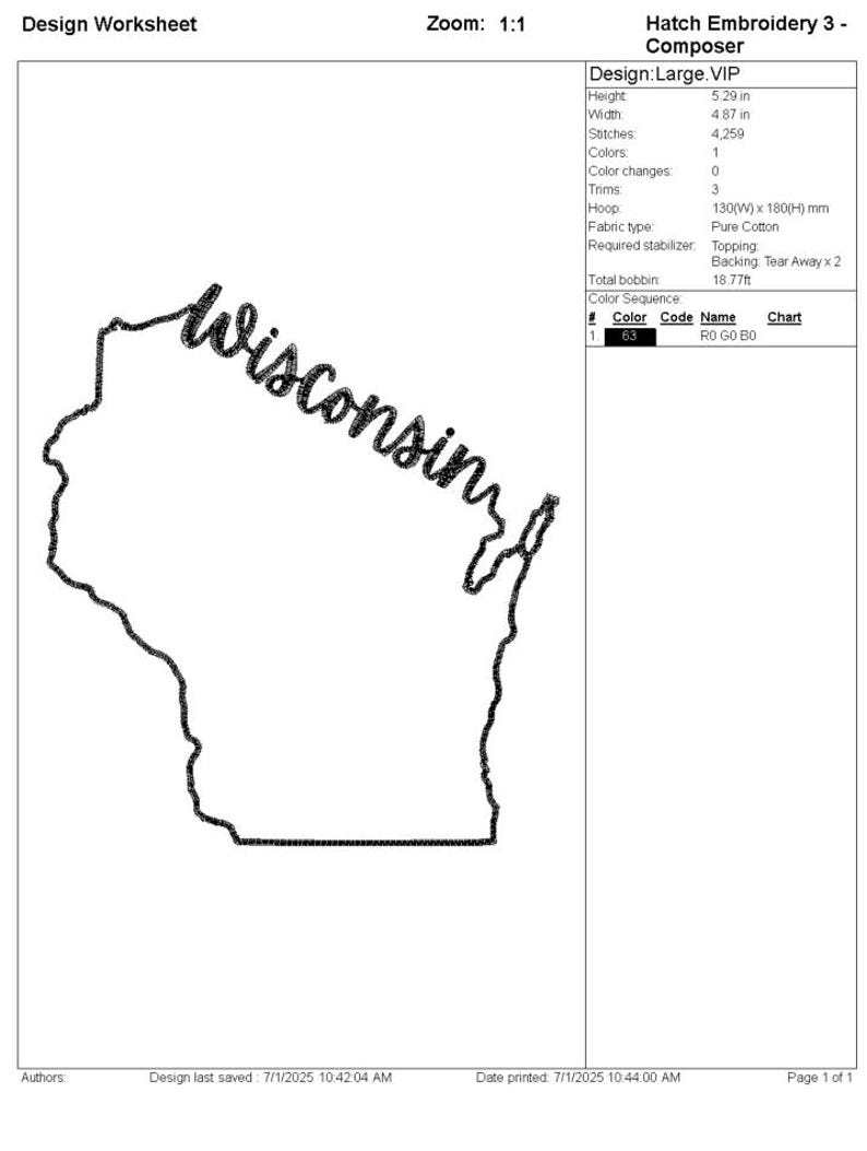 State Name | Wisconsin Outline | Machine Embroidery File Download ...