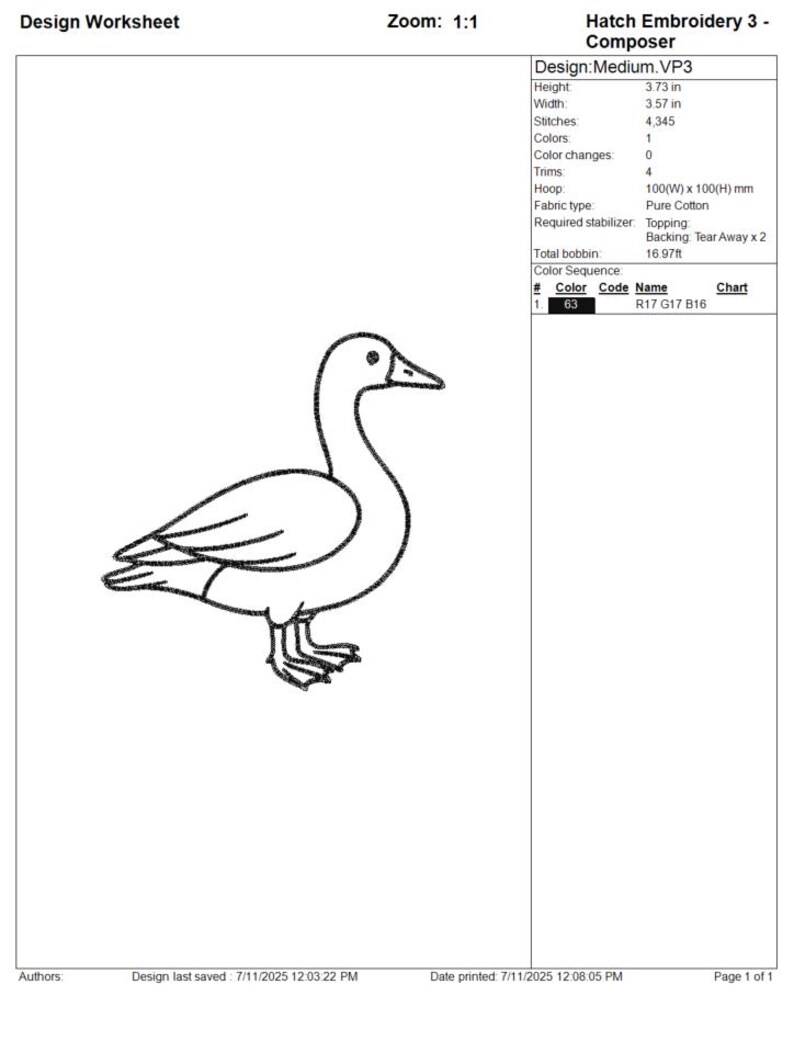 Goose Outline | Machine Embroidery File Download - Etsy