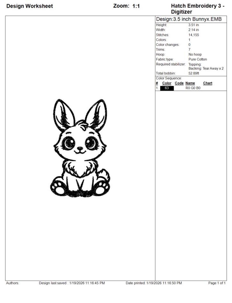 Bunny Outline Machine Embroidery File Download | 9 Sizes - Etsy