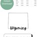 State Name | Wyoming Outline| Machine Embroidery File Download | Script ...