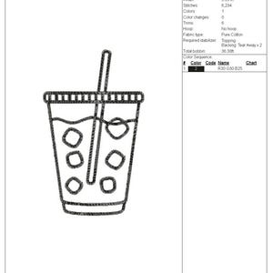 Iced Coffee Outline | Machine Embroidery File Download - Etsy