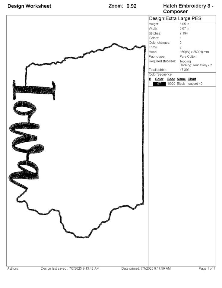 State Name | Iowa Outline | Machine Embroidery File Download | Script ...