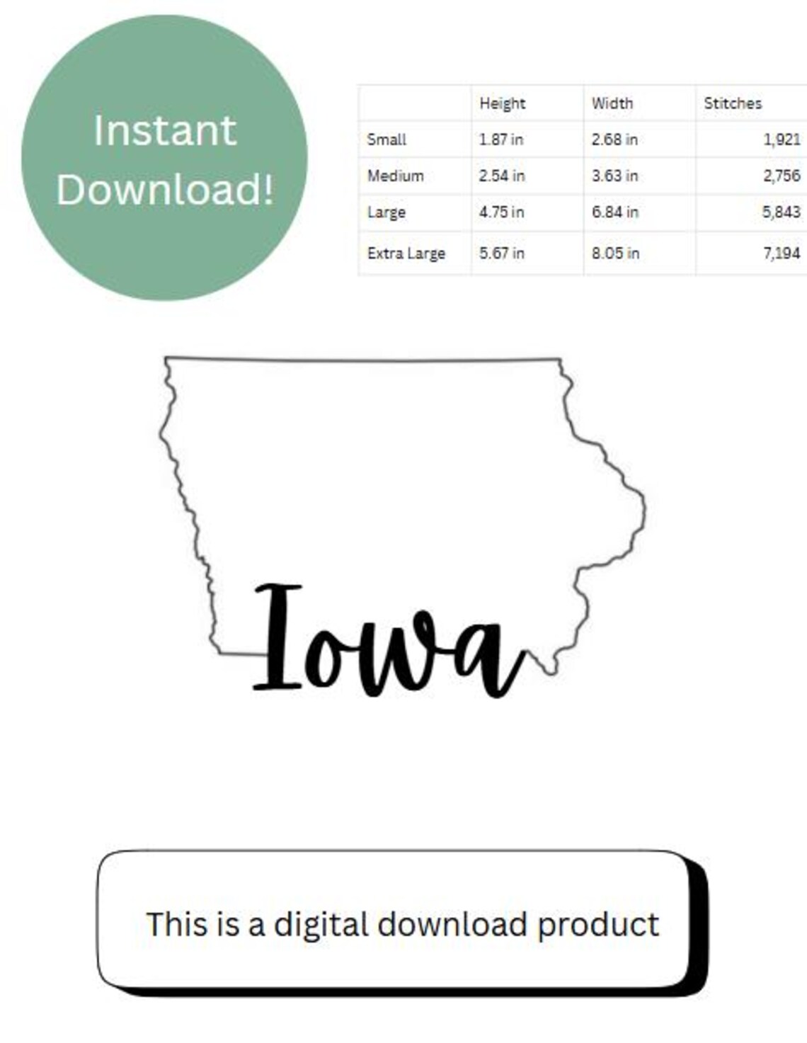 State Name | Iowa Outline | Machine Embroidery File Download | Script ...