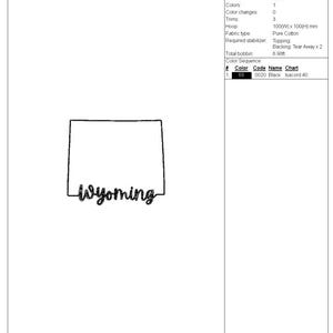State Name | Wyoming Outline| Machine Embroidery File Download | Script ...