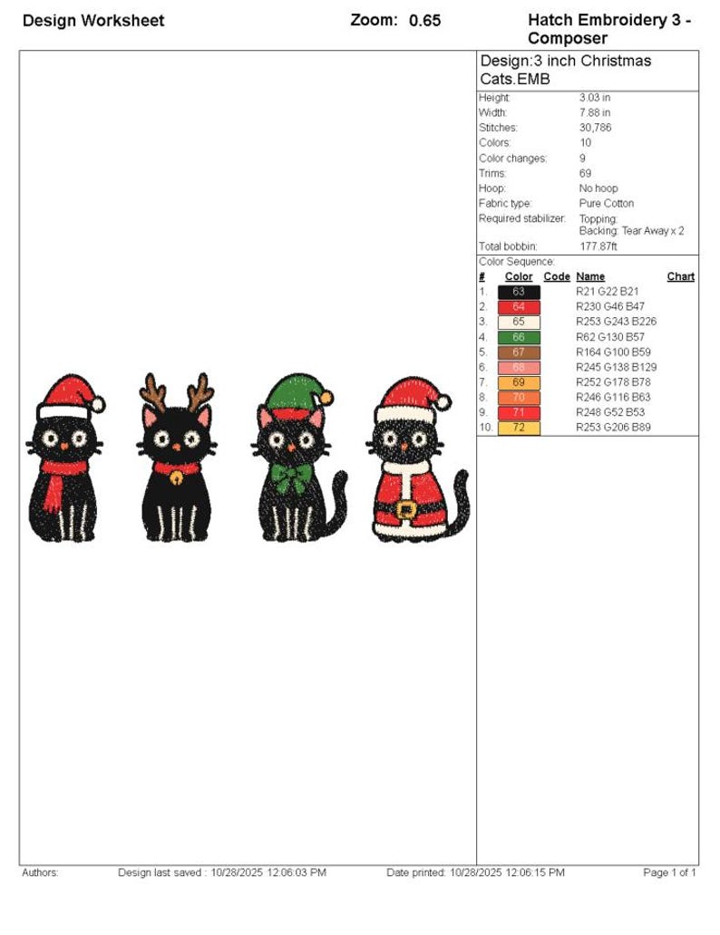 Christmas Cats Machine Embroidery File (instant Download) | 5 Sizes - Etsy