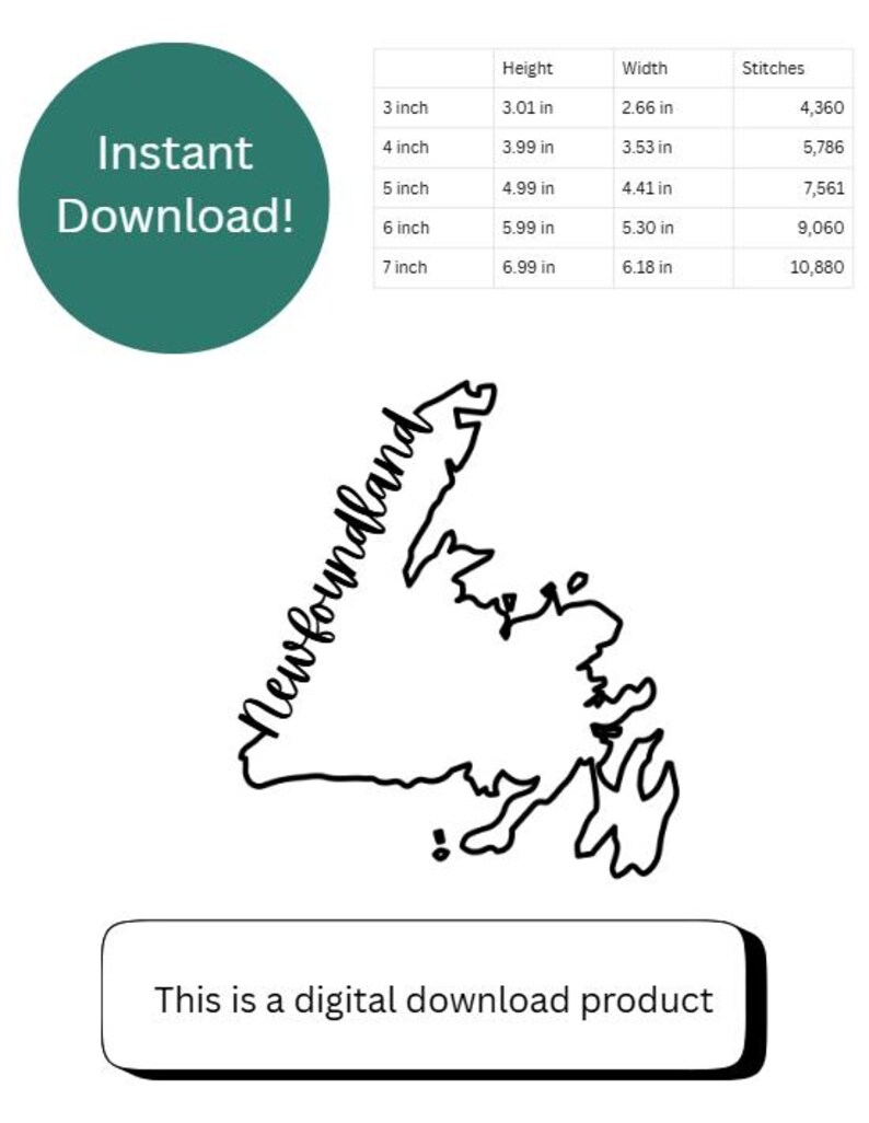 Newfoundland Outline | Canada Machine Embroidery File Download | Script ...