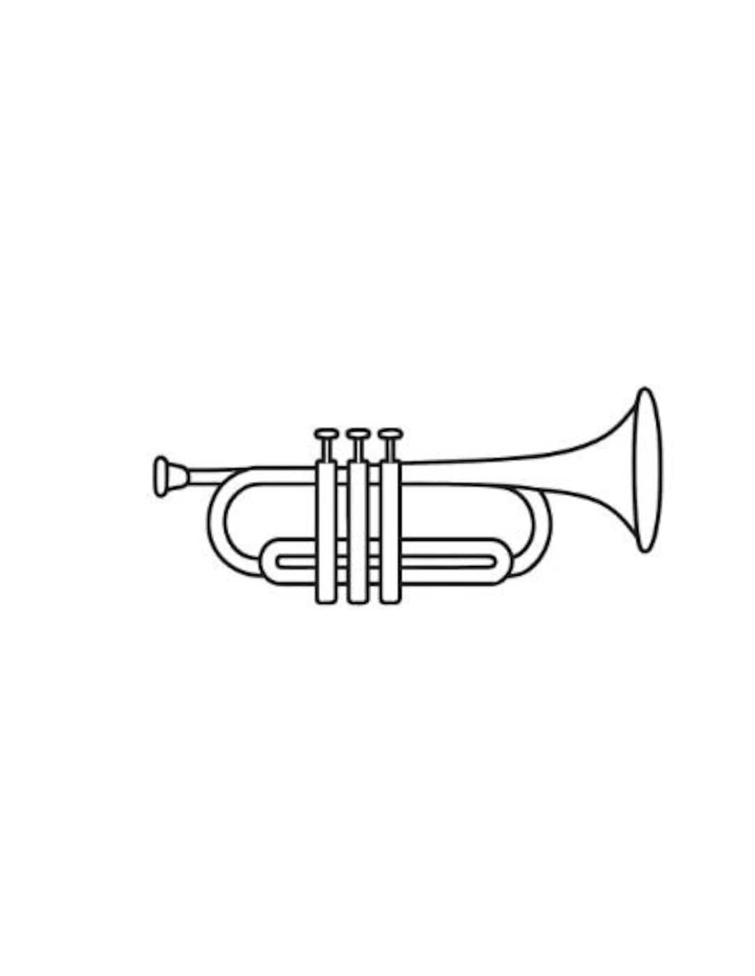 Trumpet Outline Machine Embroidery Design | 5 Sizes - Etsy