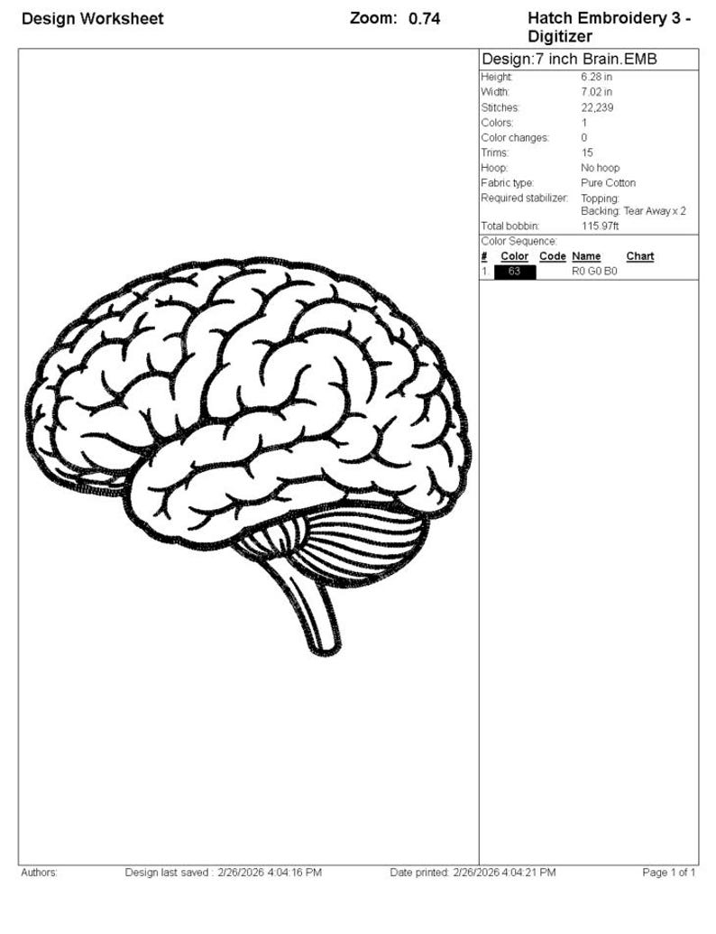 Brain Outline Machine Embroidery File Download | 9 Sizes - Etsy
