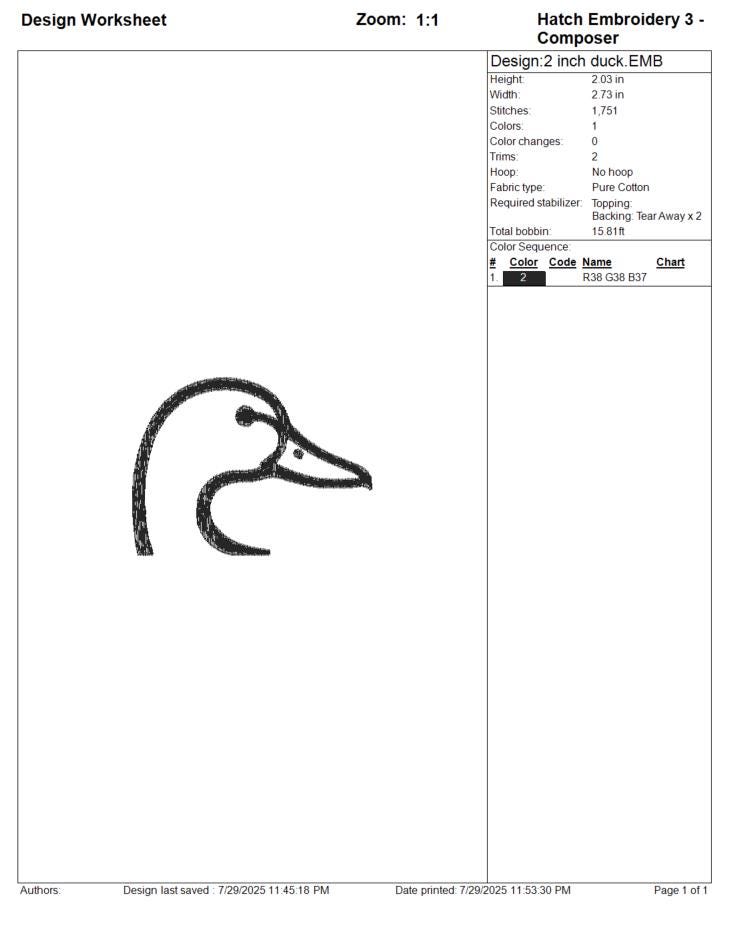 Duck Head Outline | Machine Embroidery File Download | Mallard - Etsy
