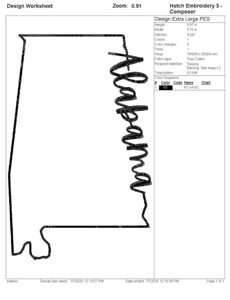 State Name | Alabama Outline| Machine Embroidery File Download | Script ...